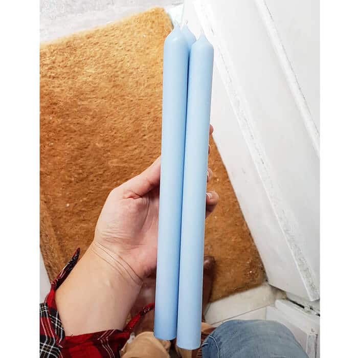 Cierge bleu en cire de colza - Cierge coloré vegan - Cierge cire naturelle